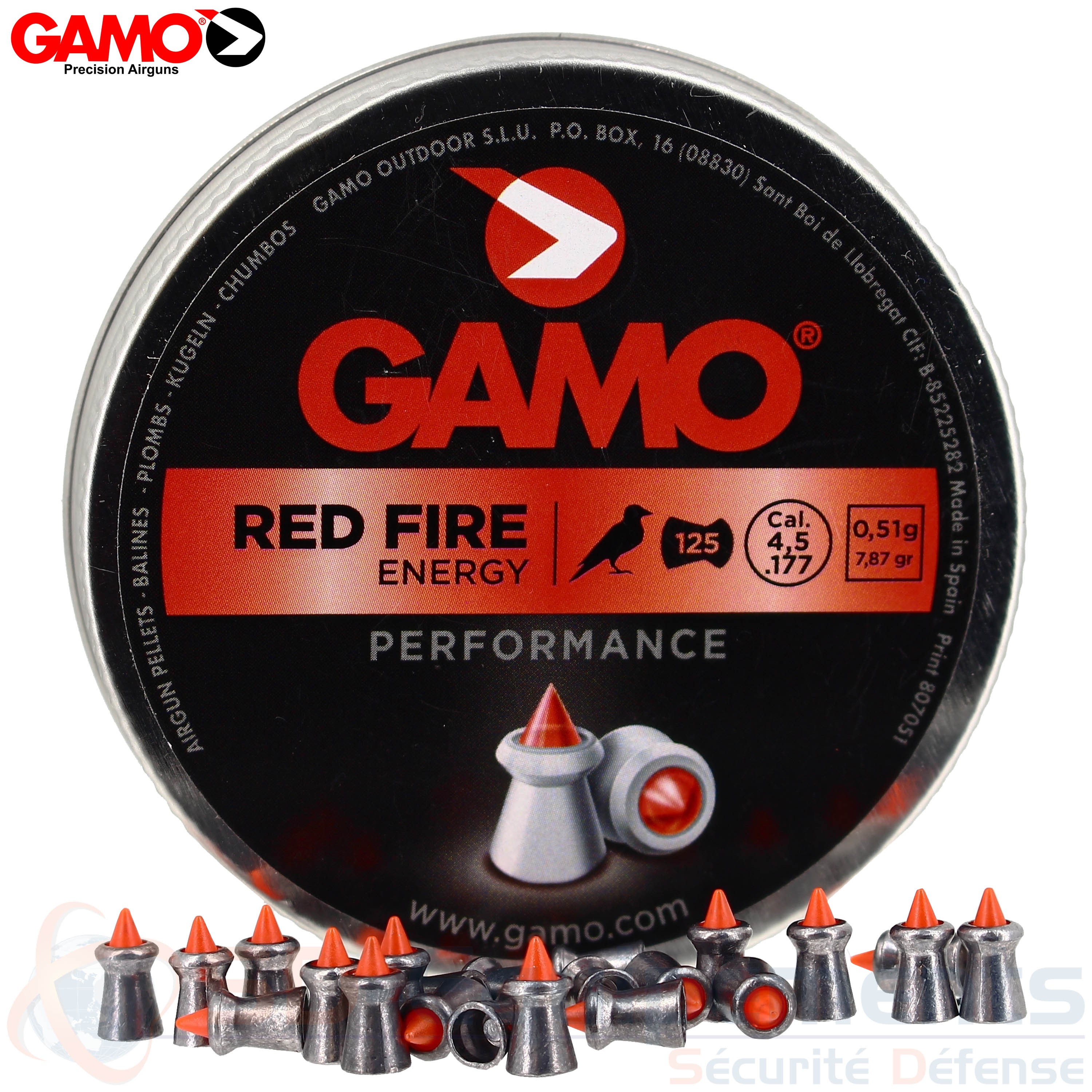 Boite de 125 Plombs Gamo Red Fire (4.5mm) - SD-Equipements